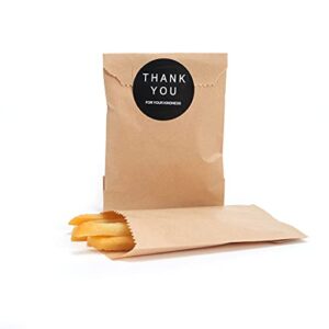 Volanic 100PCS 4X6 Inch Kraft Paper Bags Small Flat Party Favor Bag for Bakery Cookies Candies Dessert Chocolate Sandwich