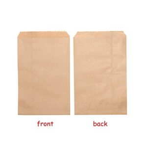 Volanic 100PCS 4X6 Inch Kraft Paper Bags Small Flat Party Favor Bag for Bakery Cookies Candies Dessert Chocolate Sandwich