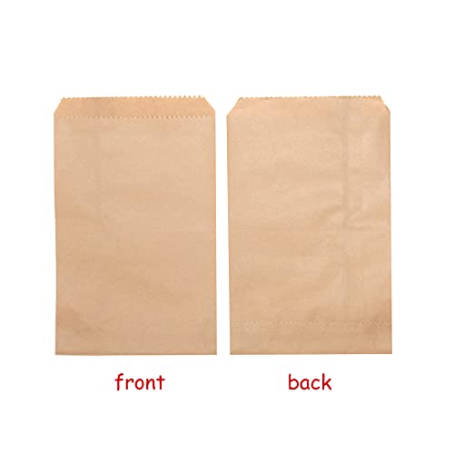 Volanic 100PCS 4X6 Inch Kraft Paper Bags Small Flat Party Favor Bag for Bakery Cookies Candies Dessert Chocolate Sandwich