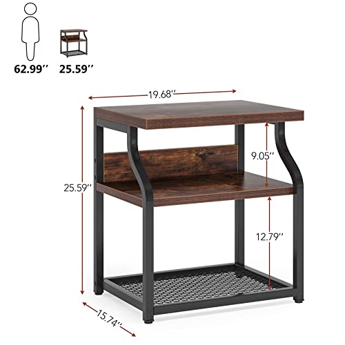 Tribesigns Printer Stand with Storage ,3-Shelf Home Printer Cart , Desk Organizer Pinter Table Under Desk , Rustic Machine Stand Small Bookshelf for Home Office (Rustic)