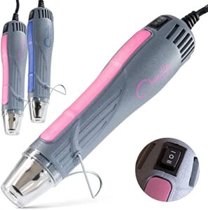 heat gun for crafts, mini dual temp hot air gun tool for epoxy resin, shrink wrapping, vinyl wrap, embossing, electronics, candle making, sublimation, phone repair & diy (pink)