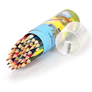 deli 36 pack colored pencils with built-in sharpener in tube cap, vibrant color presharpened pencils for school kids teachers, soft core art drawing pencils for coloring, sketching, and painting