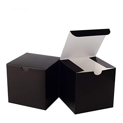 GEFTOL Small Black Gift Box 50 Pack 4 x 4 x 4 inches Fold Box Easy Assemble Paper Gift Box Bridesmaids Proposal Box for Bridal Birthday Party Christmas(Black)