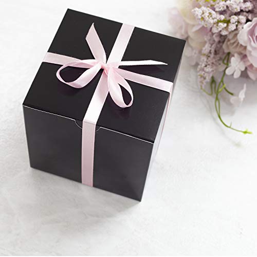 GEFTOL Small Black Gift Box 50 Pack 4 x 4 x 4 inches Fold Box Easy Assemble Paper Gift Box Bridesmaids Proposal Box for Bridal Birthday Party Christmas(Black)