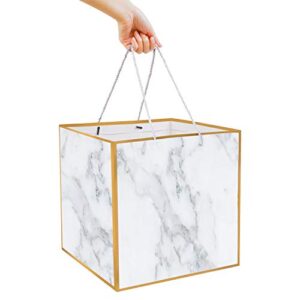 Cmecial Superior Marble Extra Large Gift Bag, 11.8 inch Square Giant Gift Bag, XL Big Gift Bag Large, Extra Large Gift Bags, Wedding Gift Bags Large Size Reusable, Gift Bags Large Birthday White (F1)