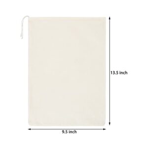 15 Packs Muslin Bags Cloth Bags with Drawstring Canvas Large Storage Bags Bulk Cotton Reusable Grocery Bags DIY Craft Sachet Bag for Party Wedding Home Storage, Natural Color (13.8 x 10 Inches)