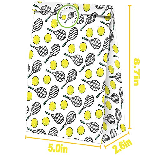 24 Pack Tennis Party Candy Favor Bags with Stickers, Tennis Goodie Gift Treat Bags Tennis Themed Birthday Party Supplies