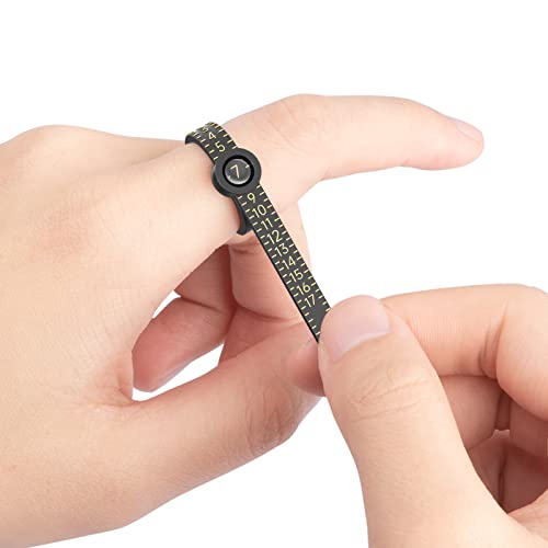 Ring Sizer Measuring Tool Reusable Finger Size Gauge Jewelry Sizing Tool 1-17 USA Rings Size (Black)