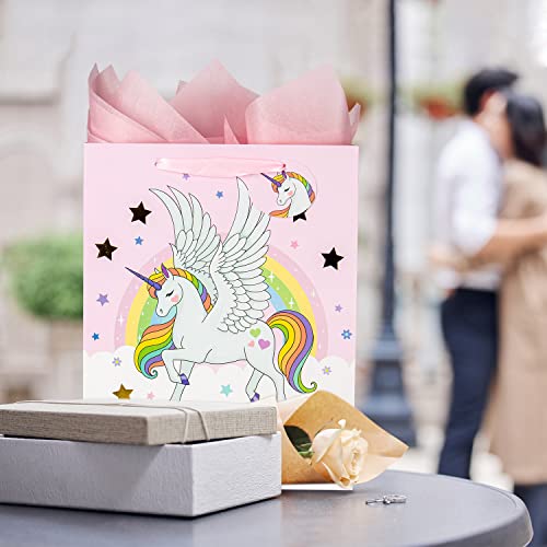 13" Large Gift Bag for Girls and Kids Birthday Baby Shower with Tissue Paper 1-Pack (Unicorn)