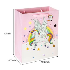 13" Large Gift Bag for Girls and Kids Birthday Baby Shower with Tissue Paper 1-Pack (Unicorn)