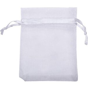 mudder organza gift bags wedding favour bags jewelry pouches, pack of 100 (2.8 x 3.5 inch, white)