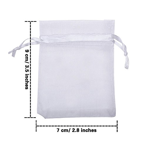 Mudder Organza Gift Bags Wedding Favour Bags Jewelry Pouches, Pack of 100 (2.8 x 3.5 Inch, White)