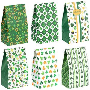 whaline 60 pack st patrick’s day paper gift bag, irish shamrock candy treats bag for st patrick’s party favors, birthday supplies