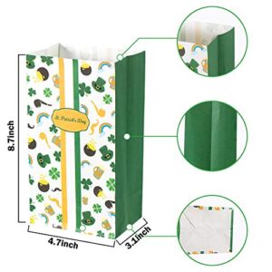 Whaline 60 Pack St Patrick's Day Paper Gift Bag, Irish Shamrock Candy Treats Bag for St Patrick's Party Favors, Birthday Supplies