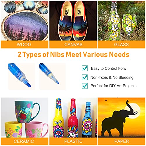 35 Premium Acrylic Paint Marker Pens, Double Pack of Both Extra Fine and Medium Tip, for Rock Painting, Mug, Ceramic, Glass, Wood, Fabric Painting, Canvas,Metal,Water Based Quick Dry Non Toxic No Odor