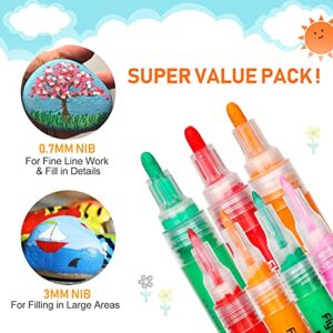 35 Premium Acrylic Paint Marker Pens, Double Pack of Both Extra Fine and Medium Tip, for Rock Painting, Mug, Ceramic, Glass, Wood, Fabric Painting, Canvas,Metal,Water Based Quick Dry Non Toxic No Odor