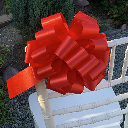 Large Red Ribbon Pull Bows - 9" Wide, Set of 6, Memorial Day, 4th of July, Christmas, Big Gift Bows, Gift Basket, Presents, Wreath, Swag, Fundraiser, Decoration, Office, Valentine's Day