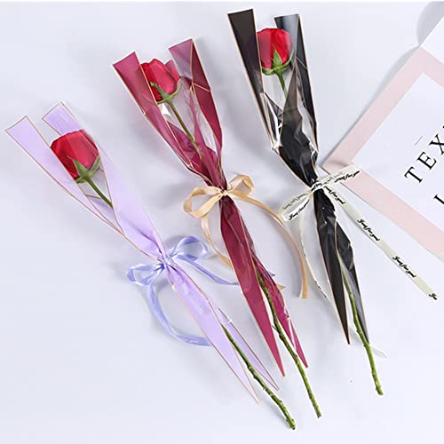 OUKEYI 150 Counts /6 Colors Flower Wrapping Paper Single Rose Packaging Bag,Florist Bouquet Supplies,Waterproof Floral Wrapping Paper 17.7 * 5 * 1.6Inch