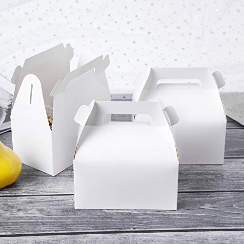 ONE MORE 25-Pack Gable White Candy Treat Boxes,Small Goodie Gift Boxes for Wedding and Birthday Party Favors Box 6.2 x 3.5 x 3.5 inch