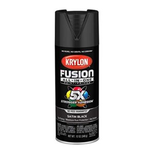 krylon k02732007 fusion all-in-one spray paint for indoor/outdoor use, satin black 12 ounce (pack of 1)