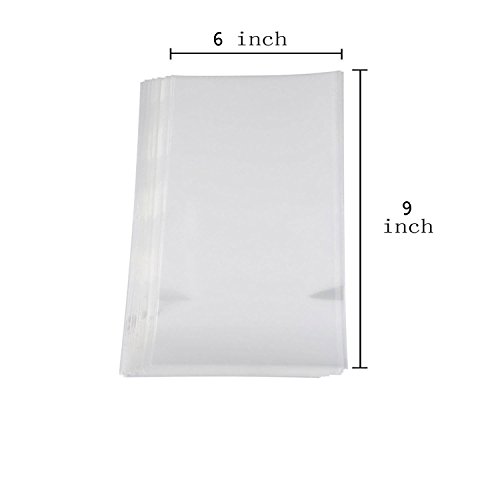 100 Pcs 9 in x 6 in(1.4mil.) Clear Flat Cello Cellophane Treat Bags Good for Bakery, Cookies, Candies ,Dessert with random color Twist Ties!