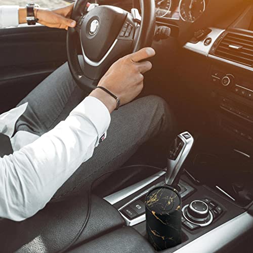 12 Pieces Cylinder Car Tissues Boxes Printed Car Napkins Round Disposable Tissues Boxes Travel Facial Tissues Boxes for Car Cup Holder (Marble Style)