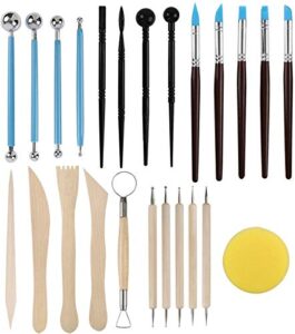 rubfac clay tools, 24pcs polymer clay tools, modeling clay sculpting tools set pottery tools with air dry clay tools ball stylus dotting tools rock painting kit for sculpture pottery