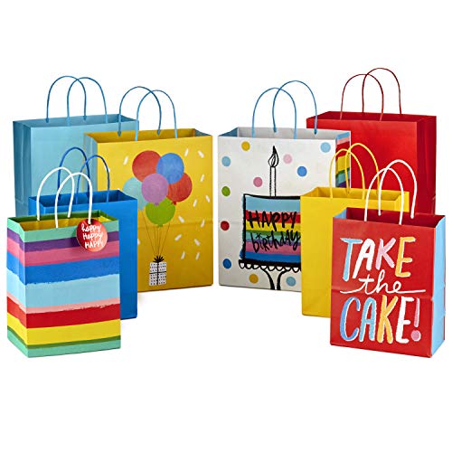 Hallmark 9" Medium and 13" Large Gift Bags Assortment (Pack of 8; 4 Large and 4 Medium) for Birthdays, Baby Showers or Any Occasion