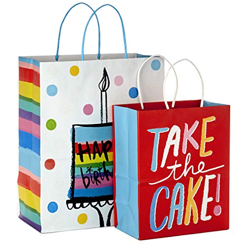 Hallmark 9" Medium and 13" Large Gift Bags Assortment (Pack of 8; 4 Large and 4 Medium) for Birthdays, Baby Showers or Any Occasion