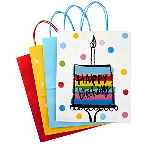 Hallmark 9" Medium and 13" Large Gift Bags Assortment (Pack of 8; 4 Large and 4 Medium) for Birthdays, Baby Showers or Any Occasion