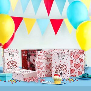 Valentines Gift Bags Party Favors - 40 PCS Valentine Paper Bags + 42 PCS Valentine Stickers for Kids Adult, 8 Patterns Valentine Treat Bags Valentine Goodies Bags for Wrapped Gifts Party Supplies Decoration