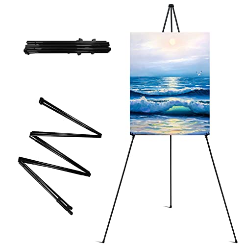 Easel Stand for Display,RRFTOK 63'' Instant Easel, Foldable Portable Ground Easel for Wedding Banner and Poster Display Stand, Tabletop Easel Display Metal Tripod with Portable Bag.