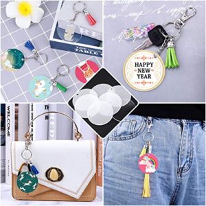 Acrylic Keychain Blanks, Audab 120pcs Clear Keychains for Vinyl Kit Including 30pcs Acrylic Blanks, 30pcs Keychain Tassels, 30pcs Key Chain Rings and 30pcs Jump Rings for DIY Keychain Vinyl Crafting