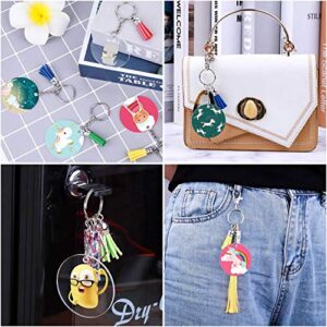 Acrylic Keychain Blanks, Audab 120pcs Clear Keychains for Vinyl Kit Including 30pcs Acrylic Blanks, 30pcs Keychain Tassels, 30pcs Key Chain Rings and 30pcs Jump Rings for DIY Keychain Vinyl Crafting