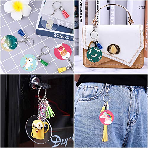 Acrylic Keychain Blanks, Audab 120pcs Clear Keychains for Vinyl Kit Including 30pcs Acrylic Blanks, 30pcs Keychain Tassels, 30pcs Key Chain Rings and 30pcs Jump Rings for DIY Keychain Vinyl Crafting