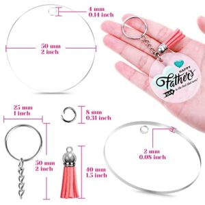 Acrylic Keychain Blanks, Audab 120pcs Clear Keychains for Vinyl Kit Including 30pcs Acrylic Blanks, 30pcs Keychain Tassels, 30pcs Key Chain Rings and 30pcs Jump Rings for DIY Keychain Vinyl Crafting