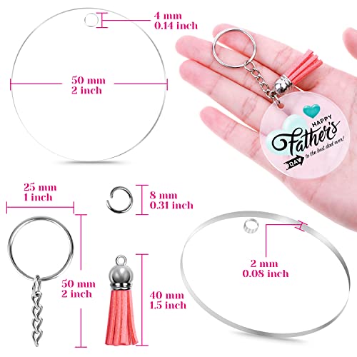 Acrylic Keychain Blanks, Audab 120pcs Clear Keychains for Vinyl Kit Including 30pcs Acrylic Blanks, 30pcs Keychain Tassels, 30pcs Key Chain Rings and 30pcs Jump Rings for DIY Keychain Vinyl Crafting