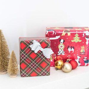 Papyrus Christmas Wrapping Paper Bundle, Holiday Chic and Santa's Best Friends Dog Print (2 Rolls)