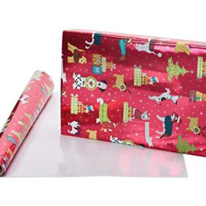 Papyrus Christmas Wrapping Paper Bundle, Holiday Chic and Santa's Best Friends Dog Print (2 Rolls)