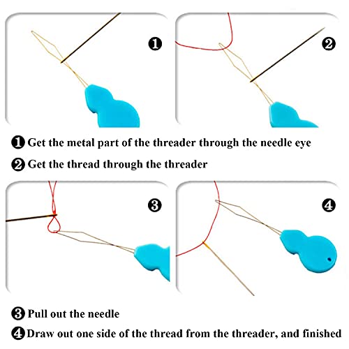 30 Pieces Gourd Shaped Plastic Needle Threaders, Plastic Wire Loop DIY Needle Threader Hand Machine Sewing Tool for Sewing Crafting with Clear Box, 4 Colors Random