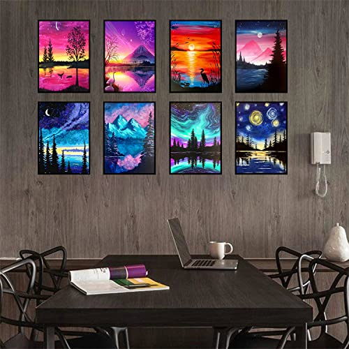 TINY FUN 12 Pack Diamond Painting Kits for Adults 5D Diamond Art Kit for Beginners, DIY Paint with Round Full Drill Diamonds Paintings Gem Art for Home Wall Decoration Gift (12X16 Inch