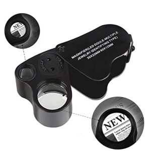 JARLINK 30X 60X Illuminated Jewelers Loupe Magnifier, Foldable Jewelry Magnifier with Bright LED Light for Gems, Jewelry, Coins, Stamps, etc