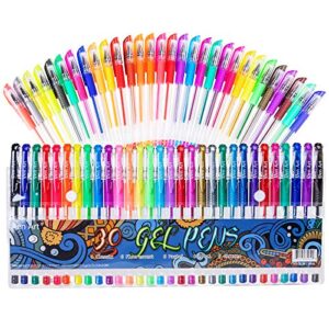 gel pens for adult coloring books, 30 colors gel marker colored pen with 40% more ink for drawing, doodling crafts scrapbooks bullet journaling