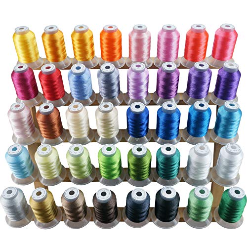 New brothread 40 Brother Colors Polyester Embroidery Machine Thread Kit 500M (550Y) Each Spool for Brother Babylock Janome Singer Pfaff Husqvarna Bernina Embroidery and Sewing Machines