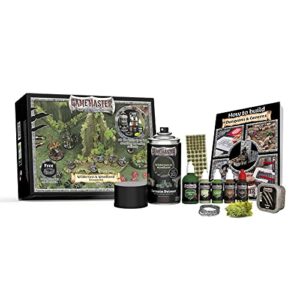 the army painter dungeons and dragons starter terrain paint set with 5 terrain paint, 1 spray, basing materials gamemaster (wilderness & woodland terrain paint starter set)