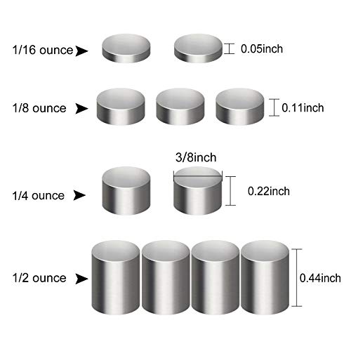 Coopay 3 oz. Tungsten Weights 3/8 Inch Incremental Cylinders Car Incremental Tungsten Weights Compatible with Pinewood Car Derby Weights to Optimize Your Car for Speed, 4 Sizes