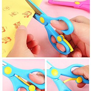 Kinteshun Children Scissors,Kids’ Artwork Blunt Tip Anti-Pinch Shears Students Cutter Scissors for DIY Handcraft Projects(5pcs)