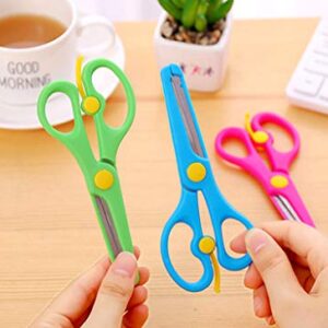 Kinteshun Children Scissors,Kids’ Artwork Blunt Tip Anti-Pinch Shears Students Cutter Scissors for DIY Handcraft Projects(5pcs)