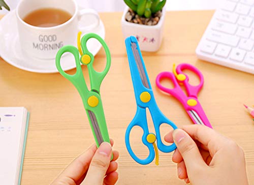 Kinteshun Children Scissors,Kids’ Artwork Blunt Tip Anti-Pinch Shears Students Cutter Scissors for DIY Handcraft Projects(5pcs)