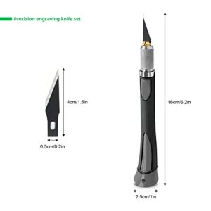 FOSHIO 2 Pack Precision Craft Knife Set with 20 Pieces Replacement Blades, Ergonomic Non-Slip Handle Hobby Knife with Protective Cover for Art, Craft Scrapbooking, Stencil (Grey)